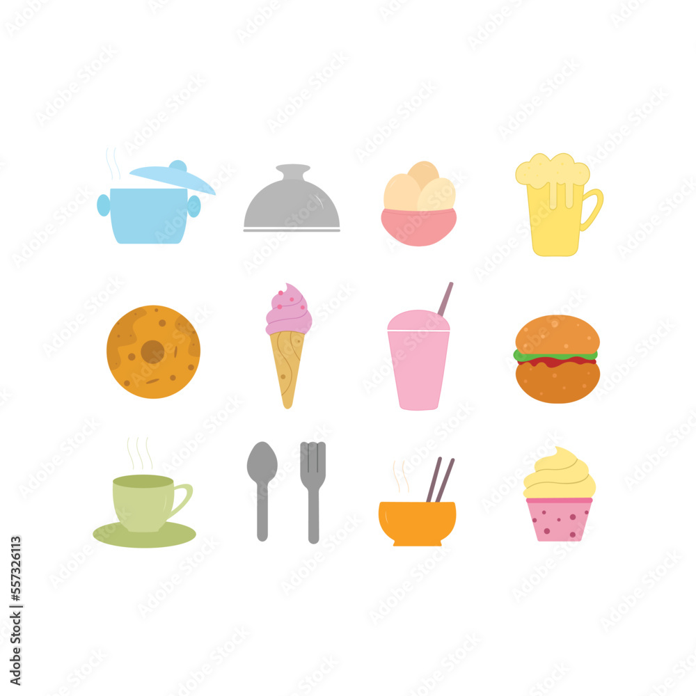 Simple Set of Meal Related Vector Icons. food icons in flat style. food ...