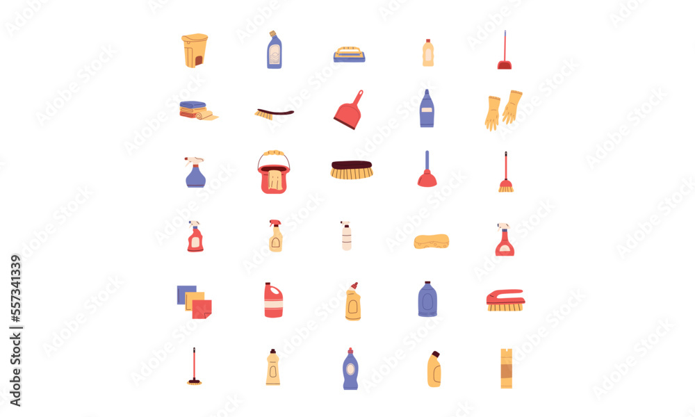 cleaning tools vector collection Stock Vector | Adobe Stock