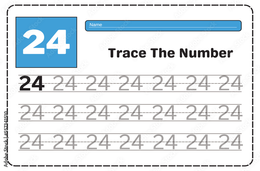 Number 24 tracing practice worksheet with Worksheet for learning ...