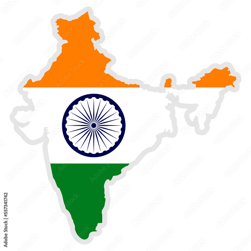 India flag map. Vector illustration. Stock Vector | Adobe Stock