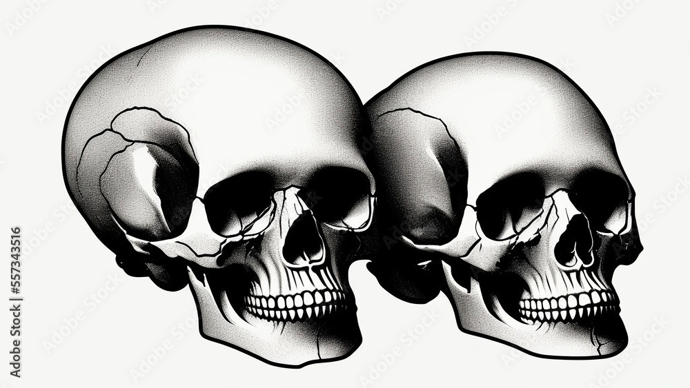 Human skull hand drawing vintage engraving illustration Stock ...