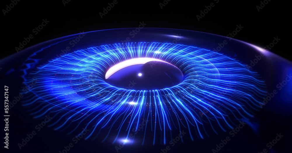 Next generation artificial intelligence blue humanoid eye formed by ...