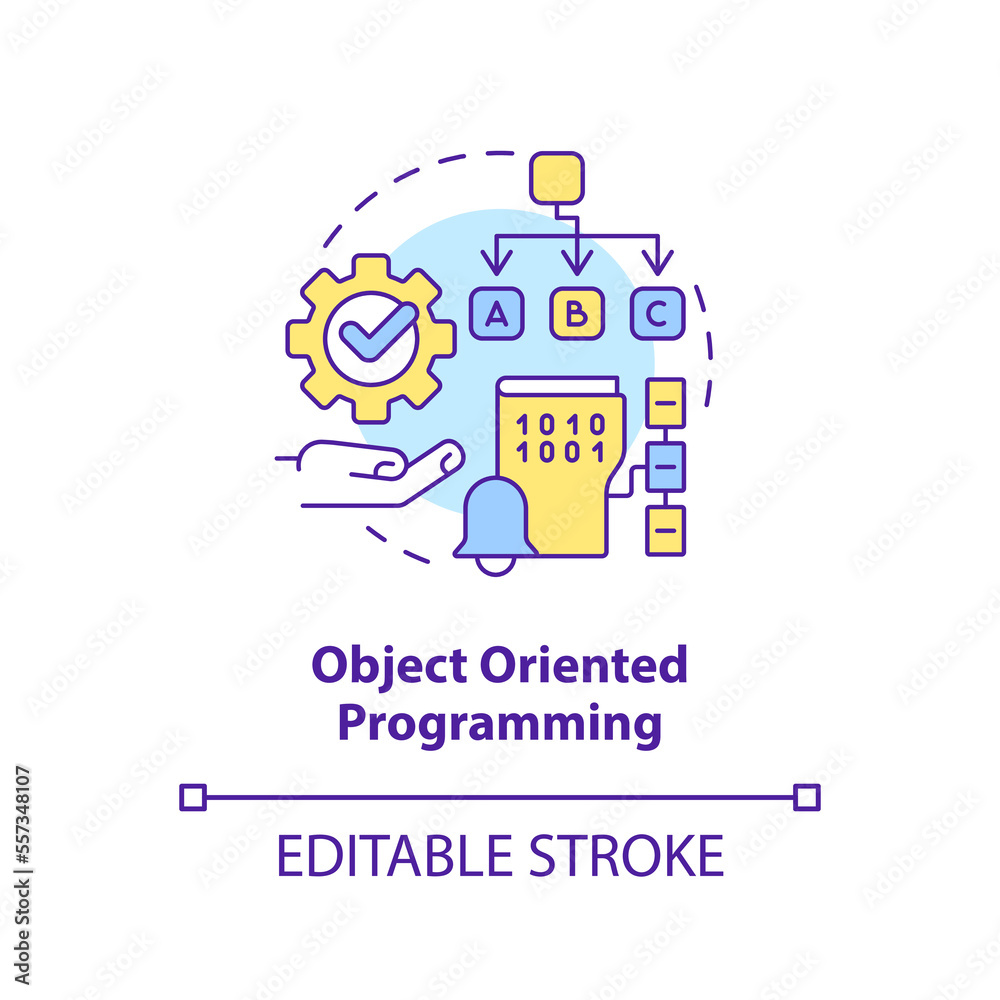 Object Oriented Programming Concept Icon Coding Paradigm Type Abstract Idea Thin Line
