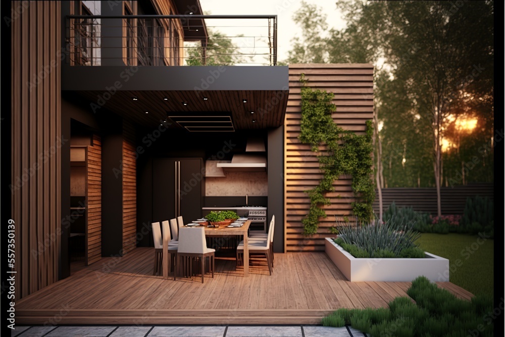 Garden terrace outdoor where it is best to spend time , with grill, BBQ ...