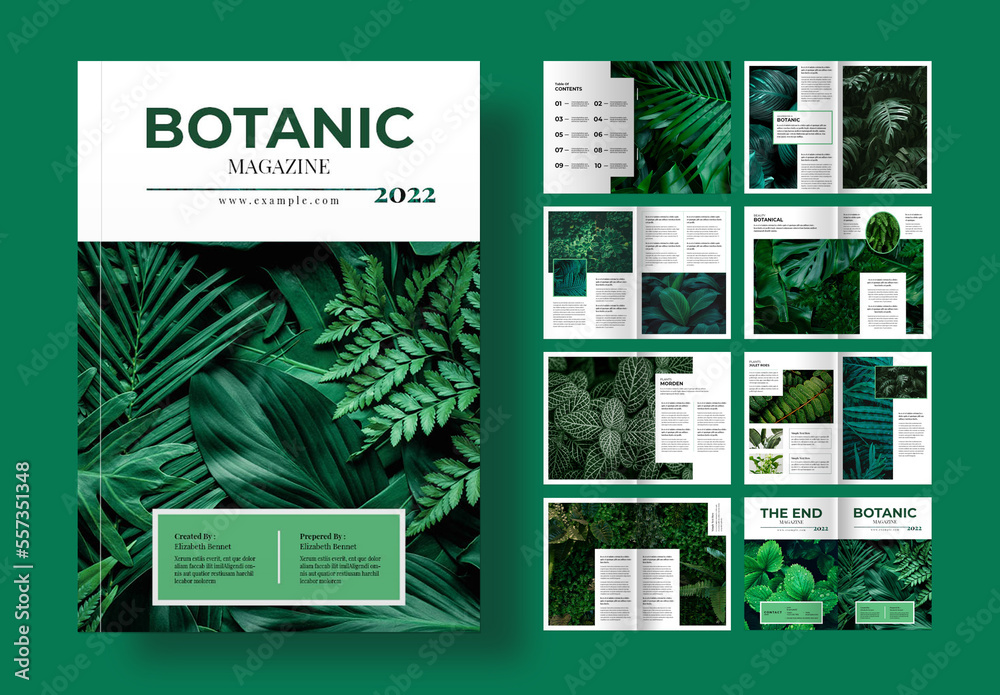 Botanic Magazine Layout Stock Template | Adobe Stock