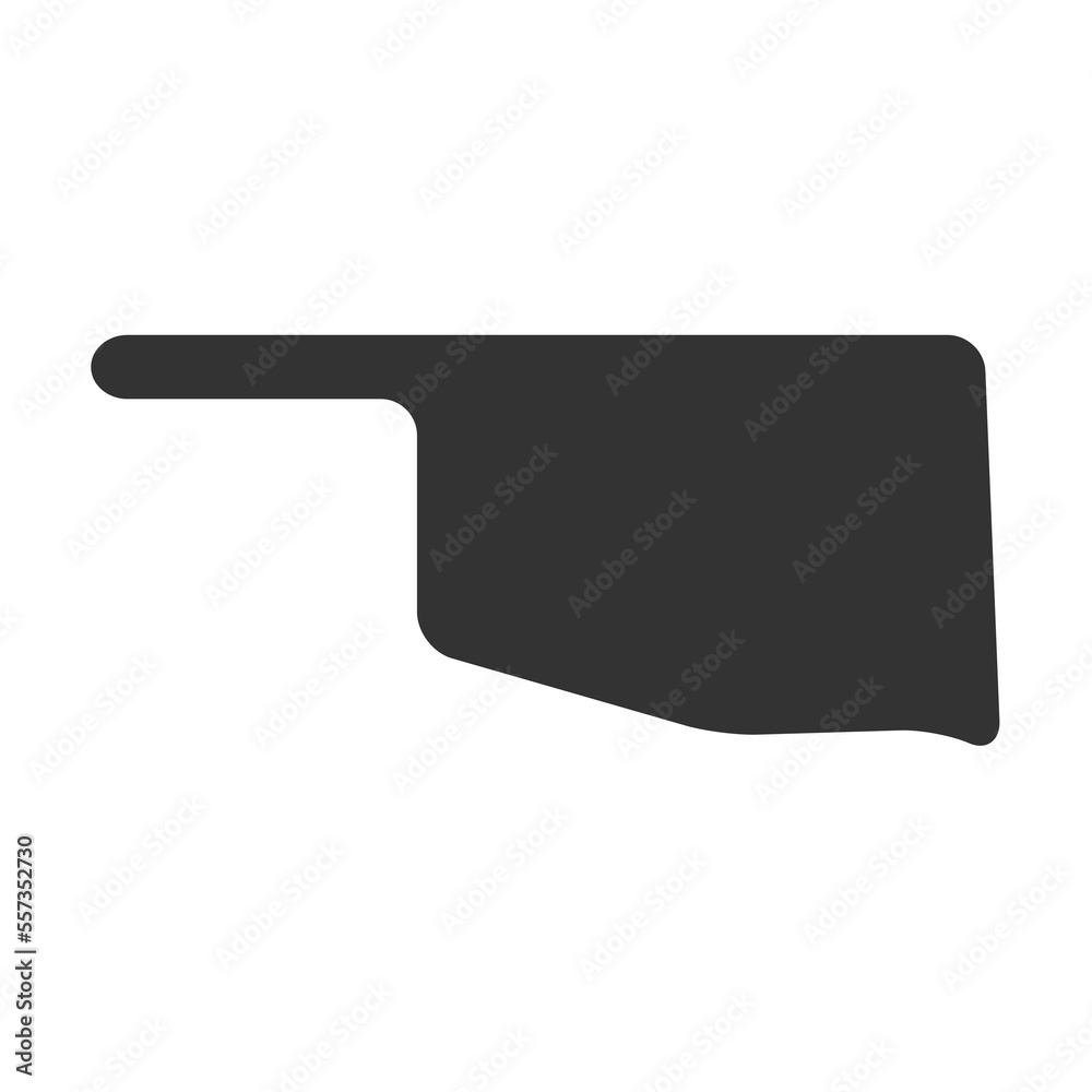 Oklahoma state of United States of America, USA. Simplified thick black ...