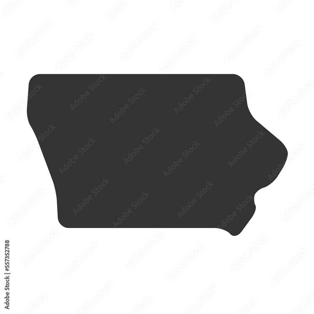 Iowa state of United States of America, USA. Simplified thick black ...