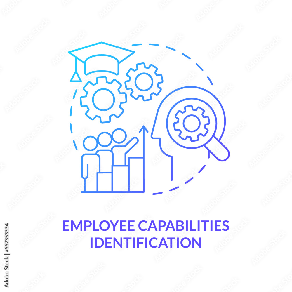 Employee capabilities identification blue gradient concept icon ...