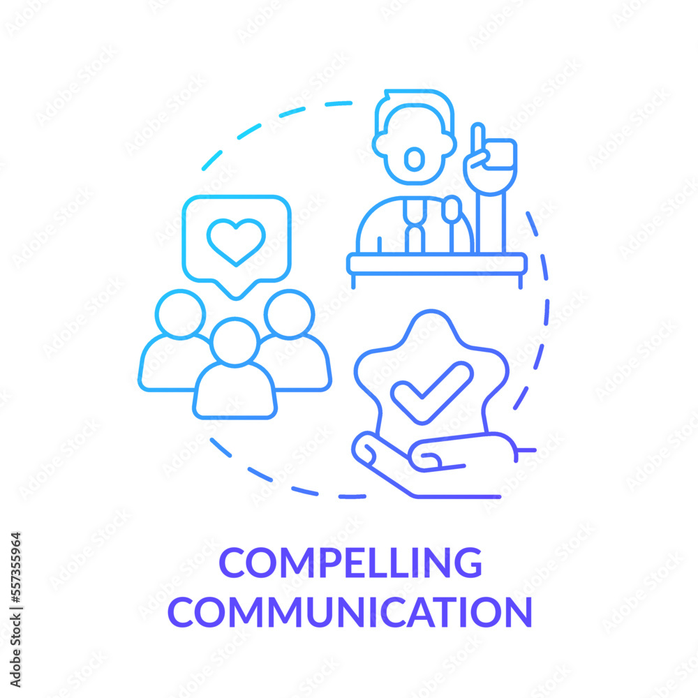 Compelling communication blue gradient concept icon. Public sector ...