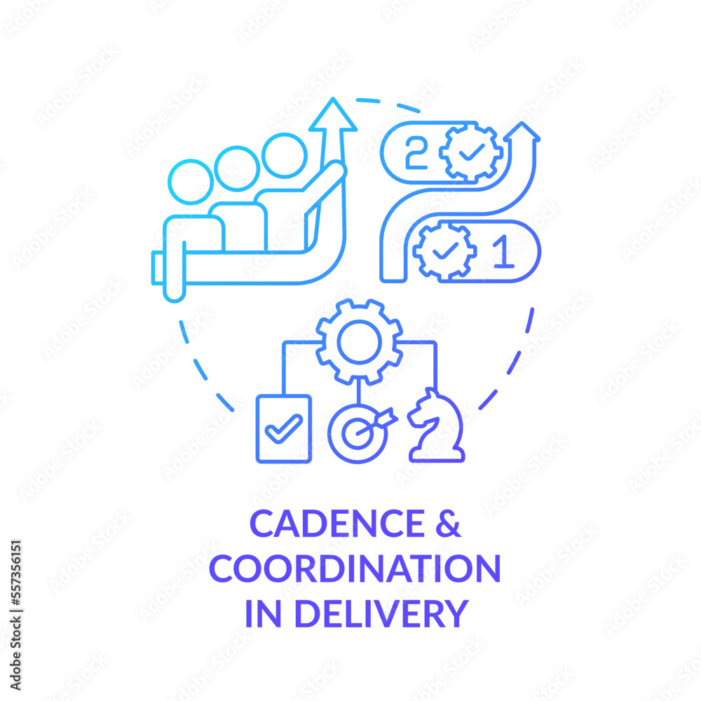 Cadence and coordination in delivery blue gradient concept icon ...