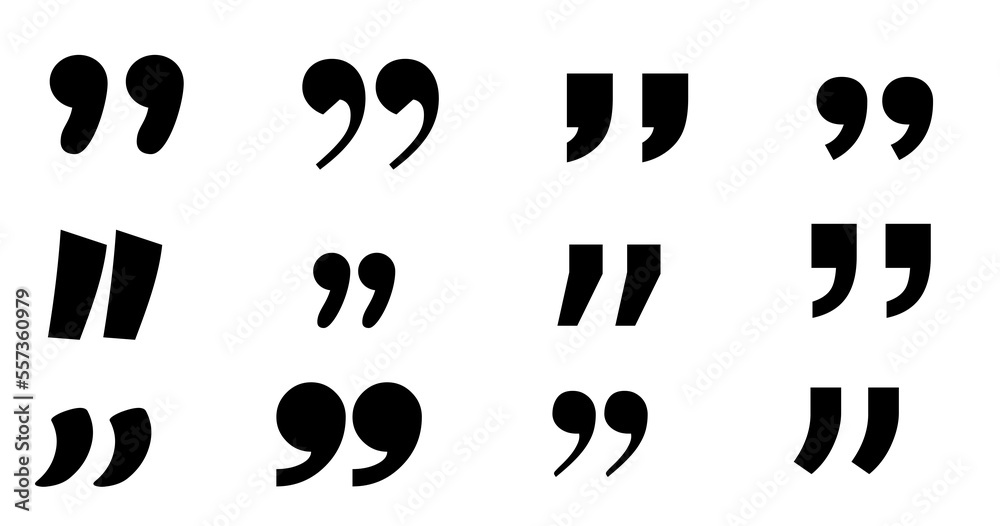 Quotes icon vector set. Set of black quote mark on transparent ...