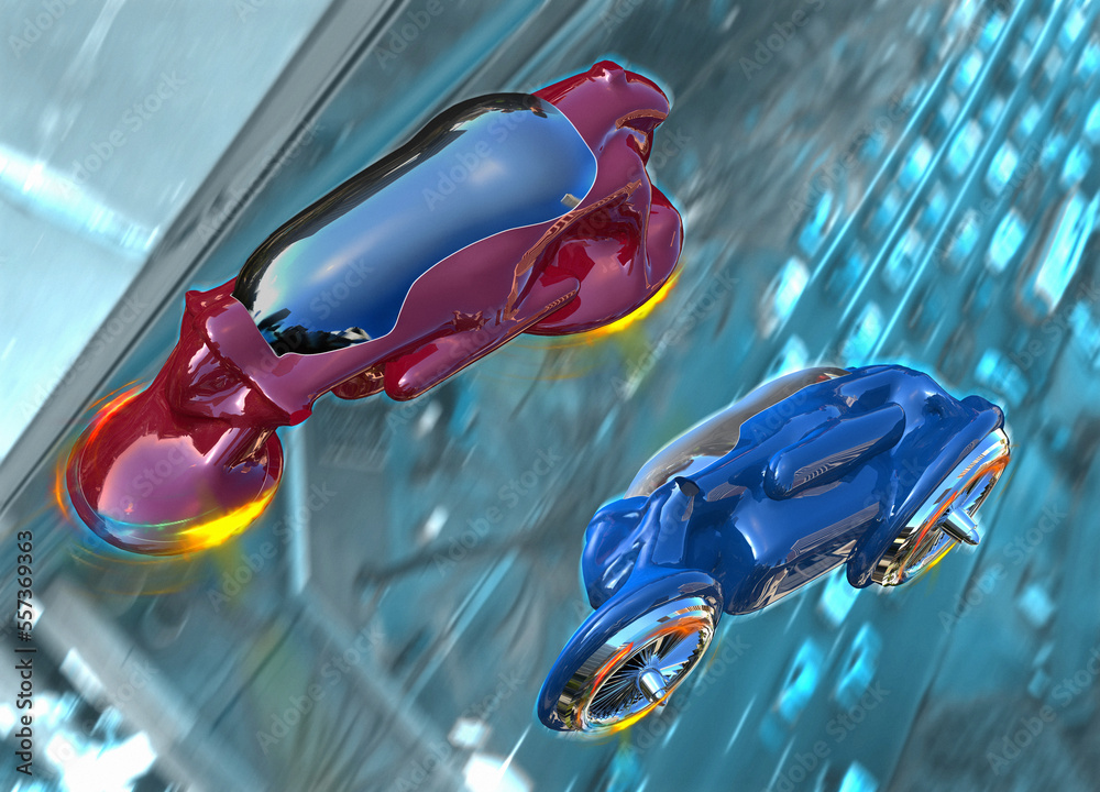 Flying cars, illustration Stock Illustration | Adobe Stock