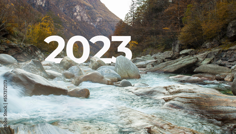 2023 New Year trip up a river through a natural landscape leading to a ...