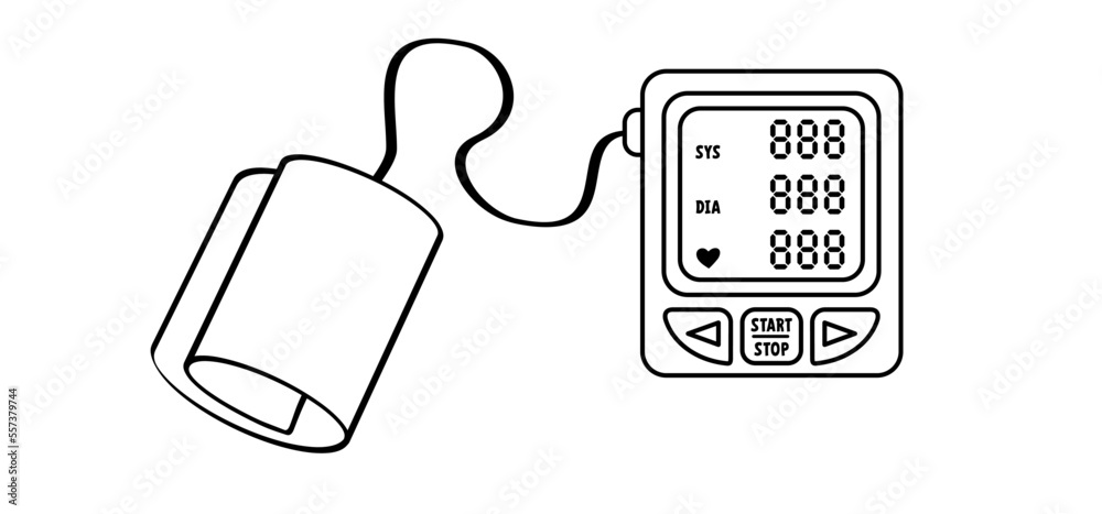 Cartoon blood pressure monitor, Medical tonometer. Pressure blood high ...