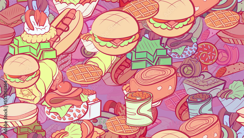 Background pattern abstract design texture. Seamless. Snacks and ...