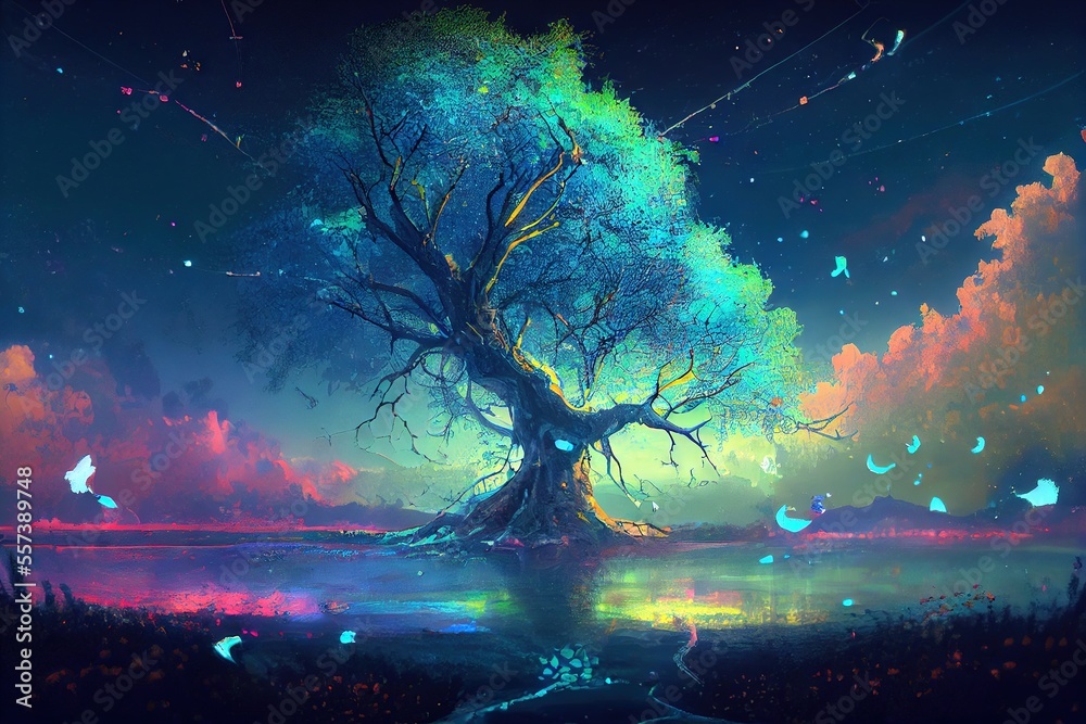 Tree of Life - digital art made by generative AI depicting the tree of ...
