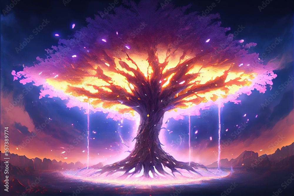 Tree of Life - digital art made by generative AI depicting the tree of ...