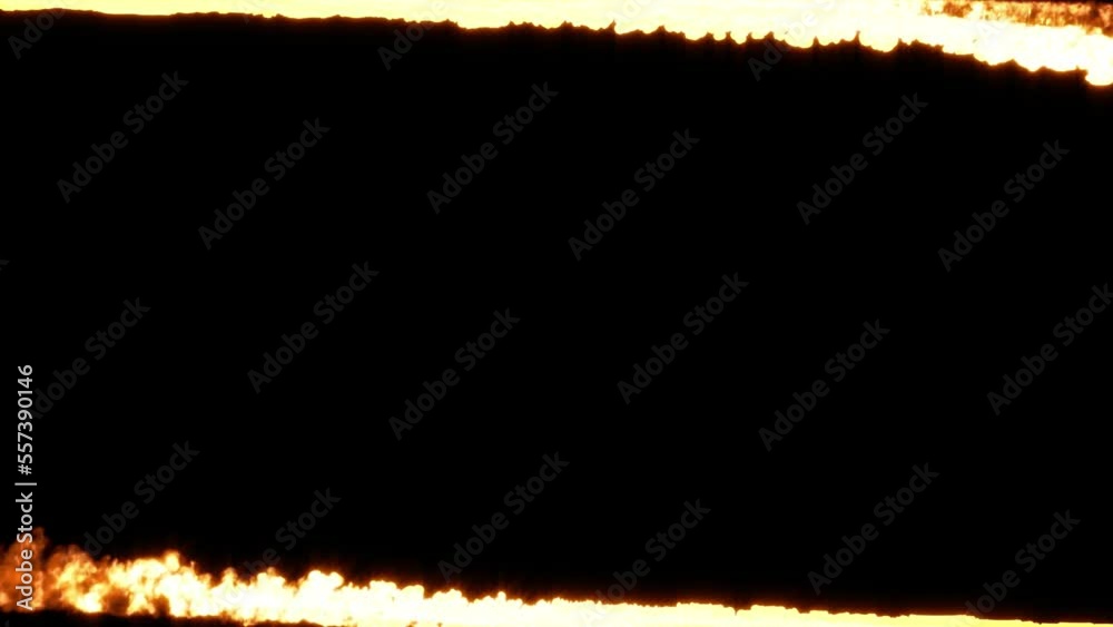 screen frame of two blazing fire lines - on black, isolated Stock Video ...
