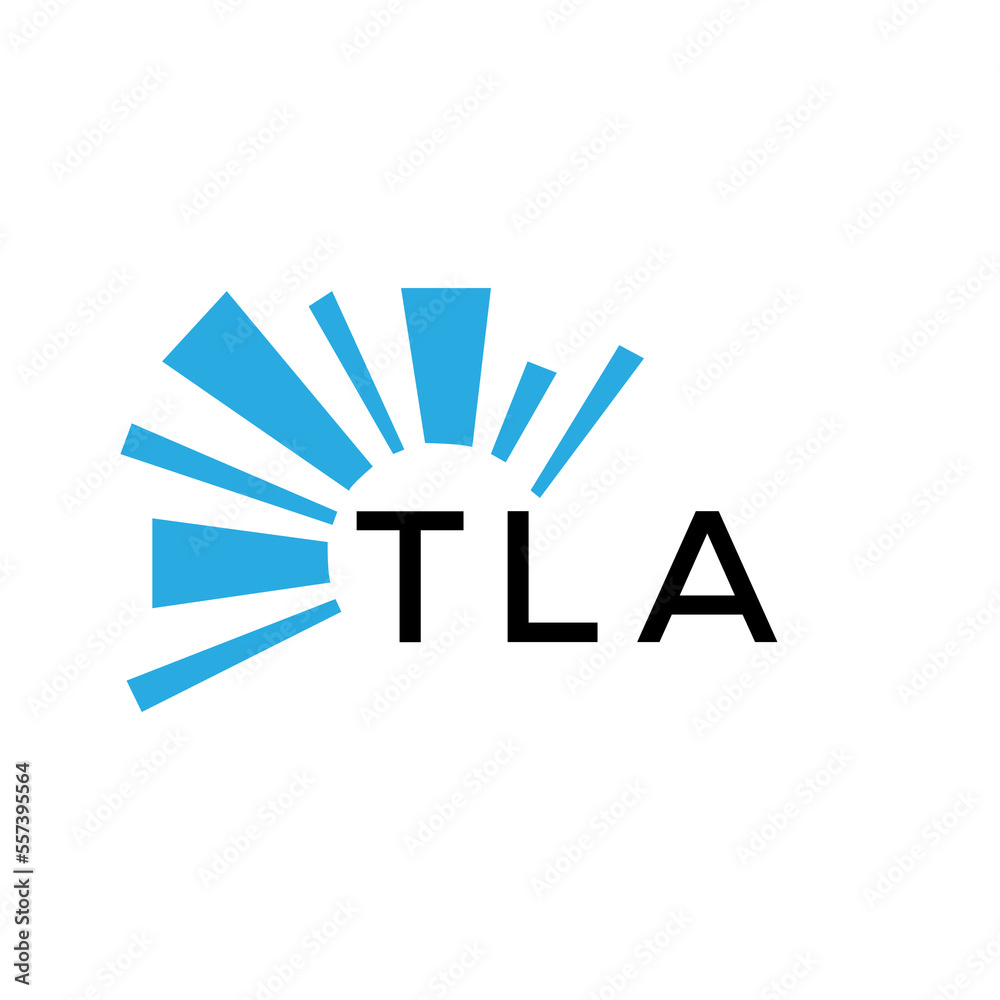 TLA letter logo. TLA blue image on white background and black letter ...