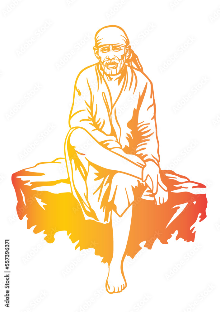 silhouette of a sai baba sitting Stock Vector | Adobe Stock