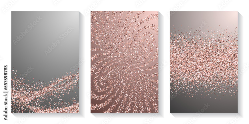 Shiny pink confetti powder scatter texture. Triangle square circle star ...