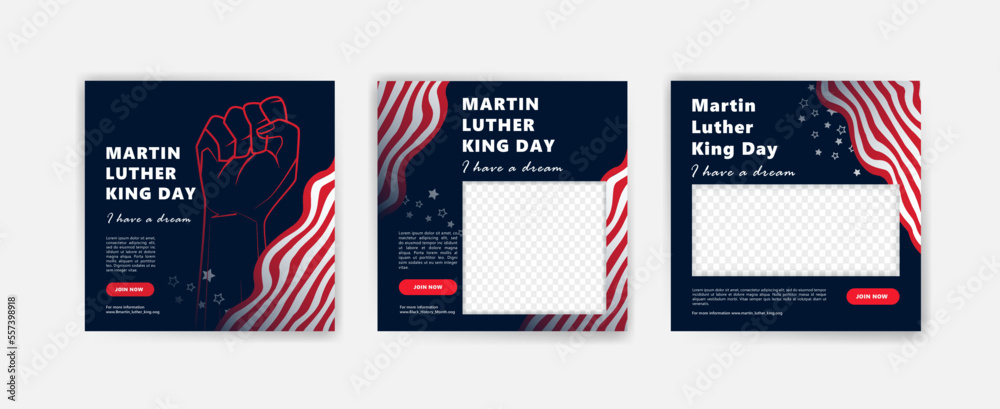 Social media post template for Martin Luther King Jr. Day. Vector for ...