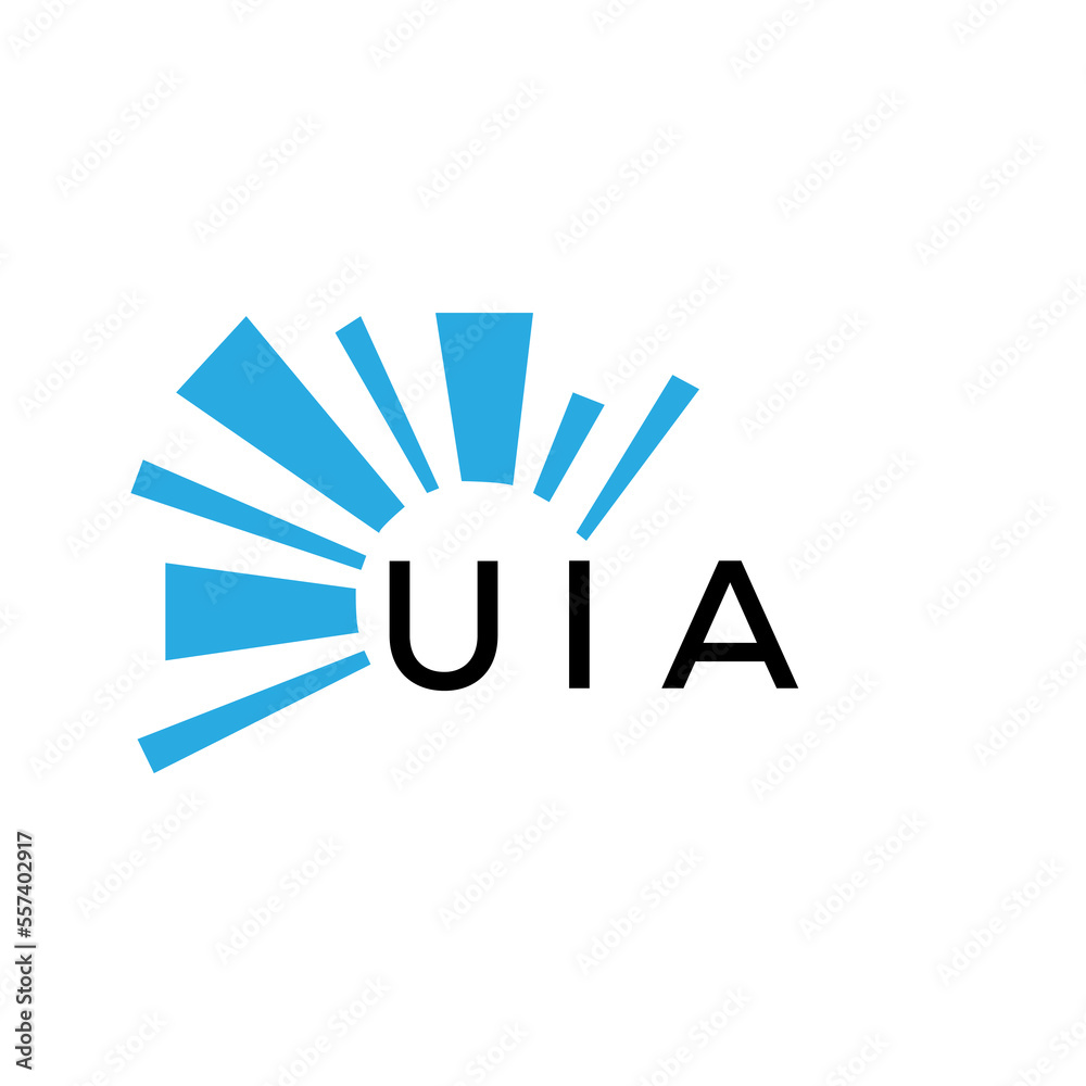 UIA letter logo. UIA blue image on white background and black letter ...