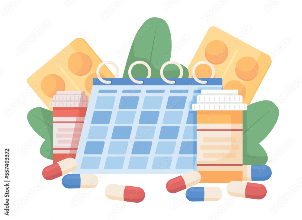 Taking medications regularly semi flat color vector object. Editable ...