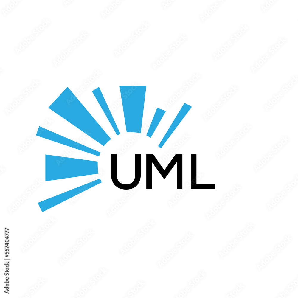 UML letter logo. UML blue image on white background and black letter ...