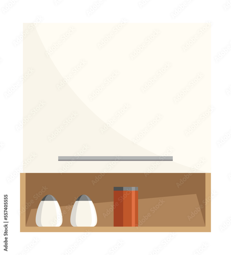 Cartoon kitchen interior element. Furniture and household items in the ...