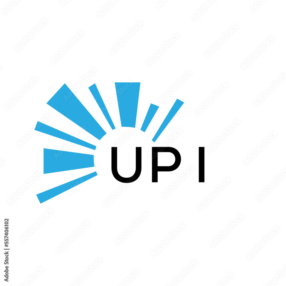 UPI letter logo. UPI blue image on white background and black letter ...