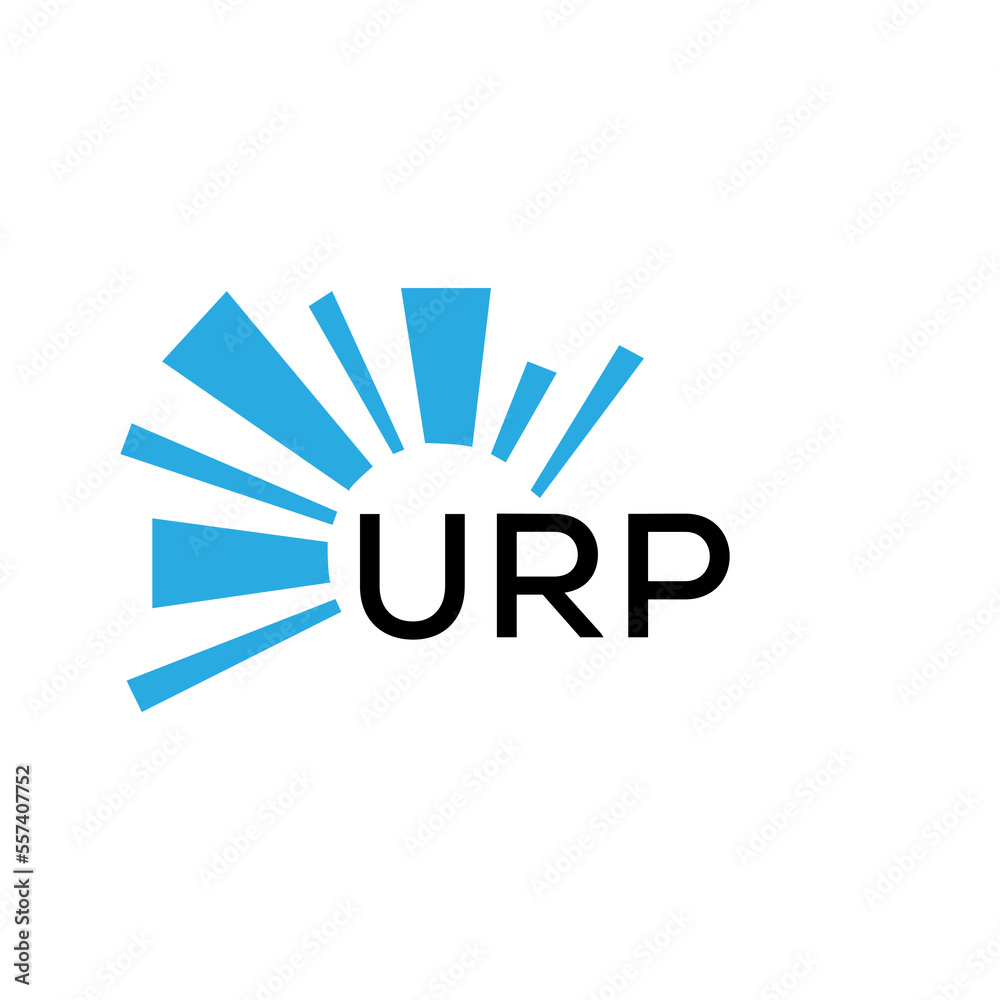 URP letter logo. URP blue image on white background and black letter ...