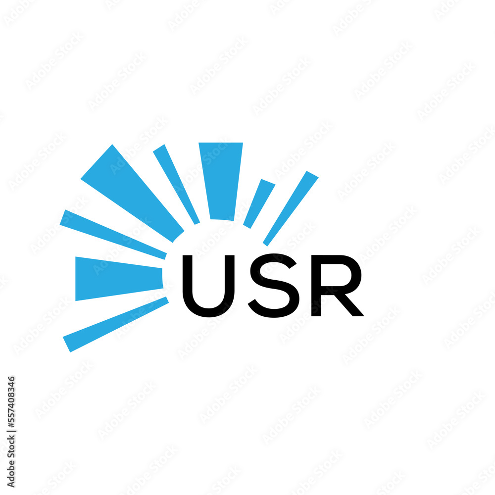 USR letter logo. USR blue image on white background and black letter ...