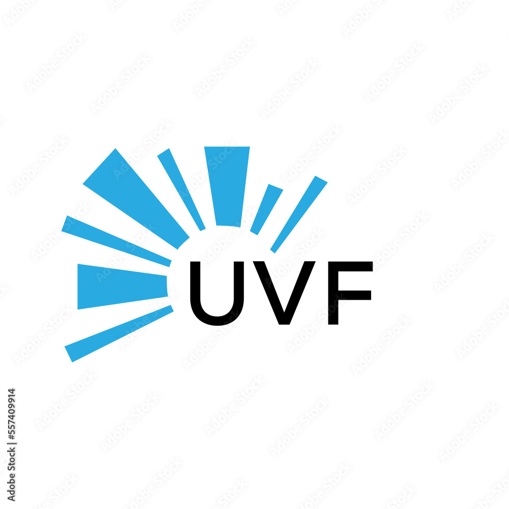 UVF letter logo. UVF blue image on white background and black letter ...