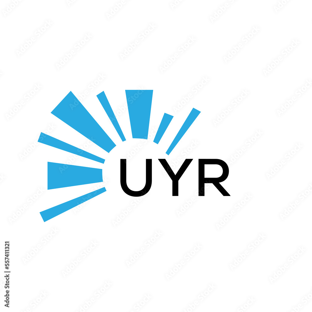 Vetor de UYR letter logo. UYR blue image on white background and black ...