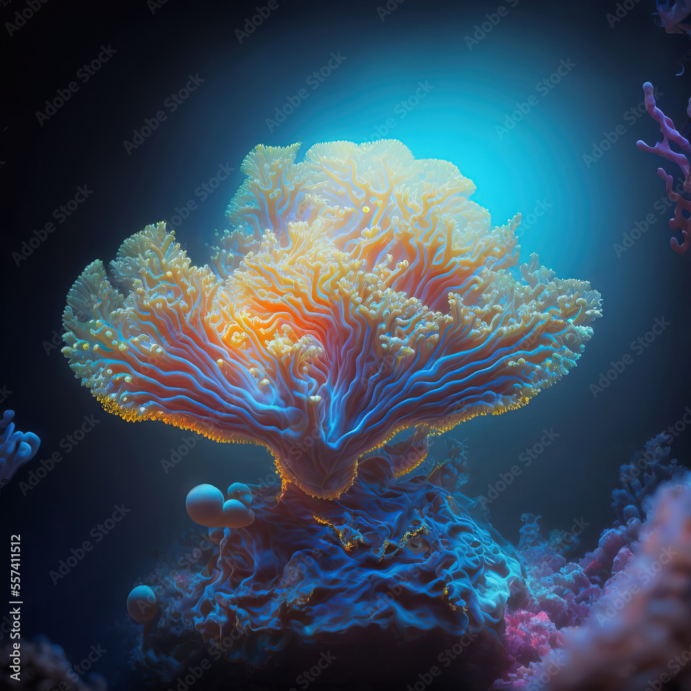 Underwater world, corals in the depths of the ocean. Sea flowers ...