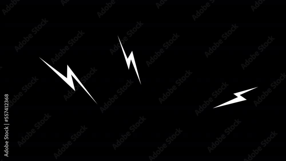Animated lightning bolt elements. Stress situation. Flat cartoon style ...