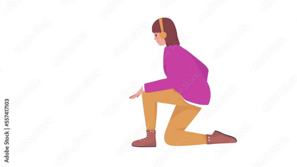 Animated concerned girl. Comforting young female. Full body flat person ...