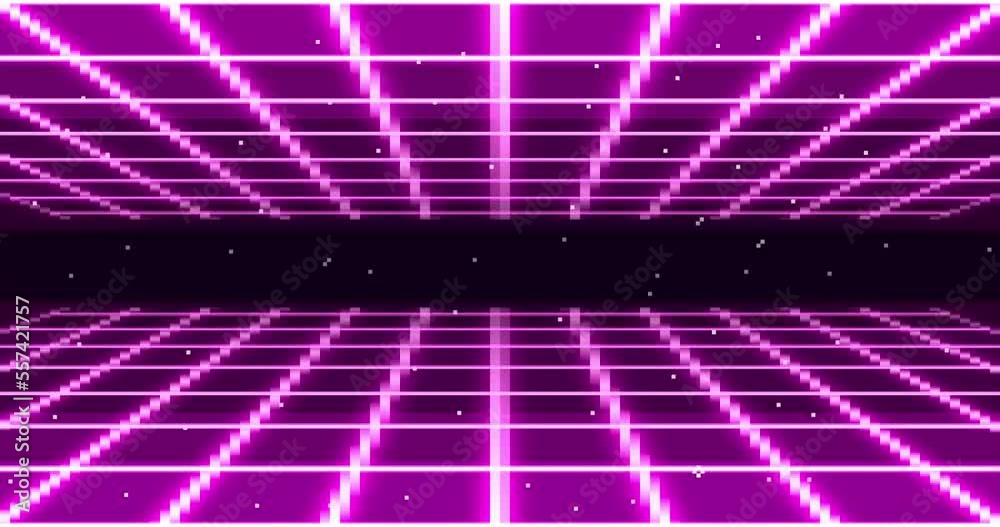 Animation of pixel art 80s Retro sci-Fi violet pink background. Pixel ...