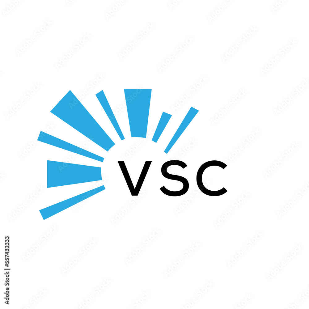 VSC letter logo. VSC blue image on white background and black letter ...