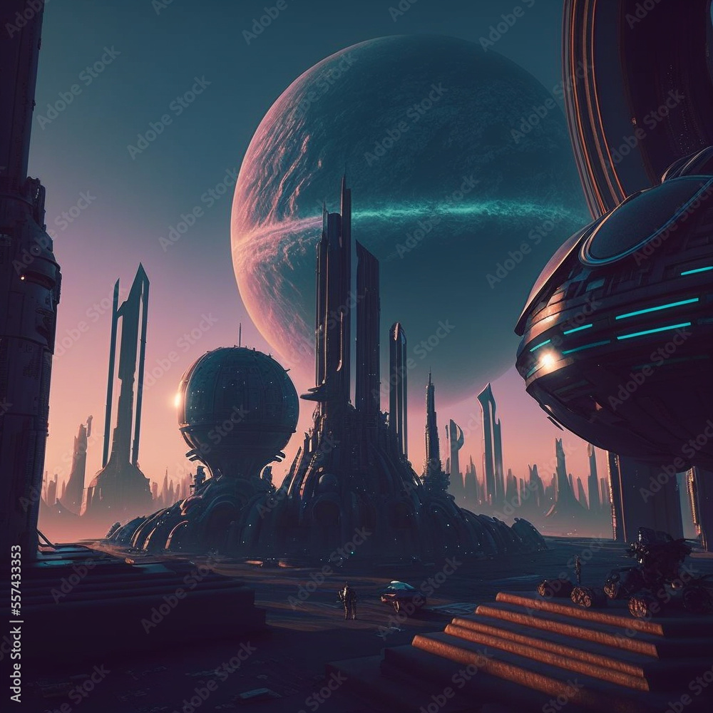ai generated art of futuristic cyberpunk city in the galaxy, retrowave ...