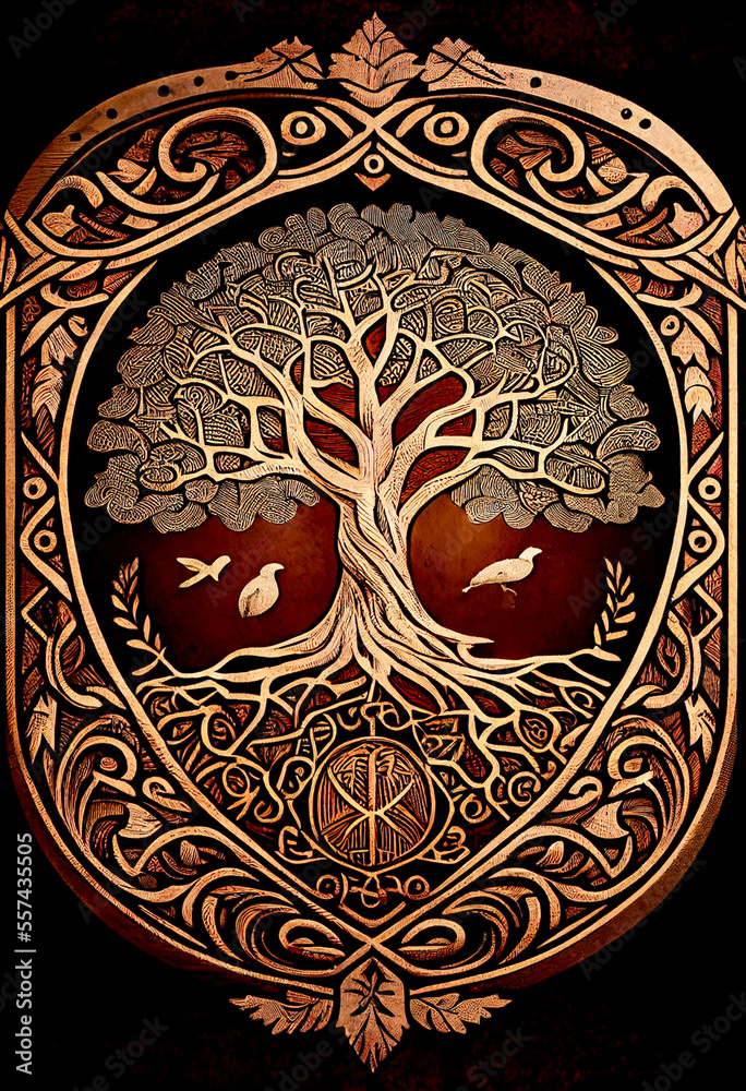 Generative AI abstract render of a tree of life Stock Illustration ...