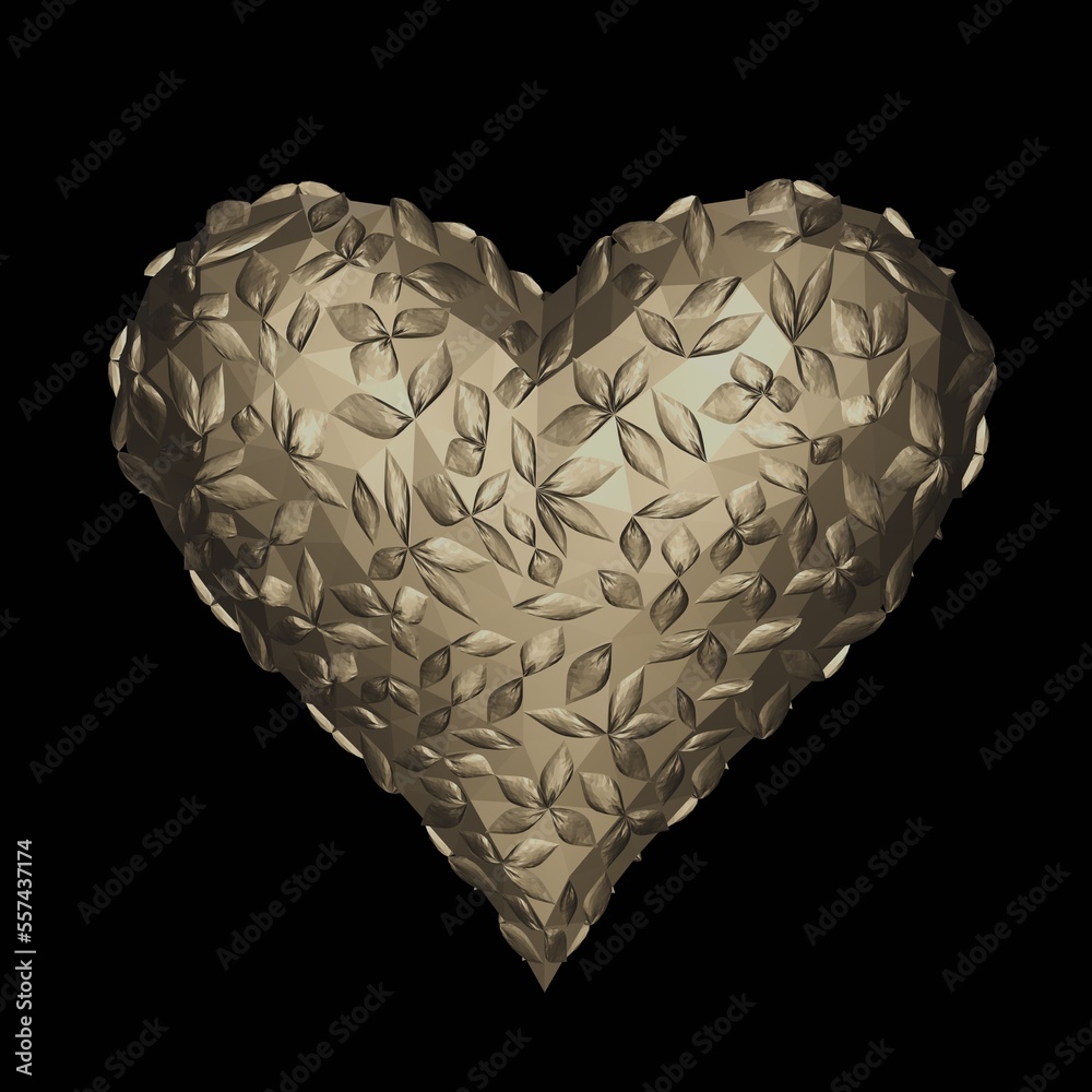 heart, metal, gold, beautiful, art, forged metal effect, like a jewel ...