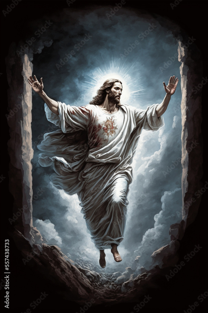 Jesus Christ Resurrection Illustration, Happy Ascension Day, Generative ...