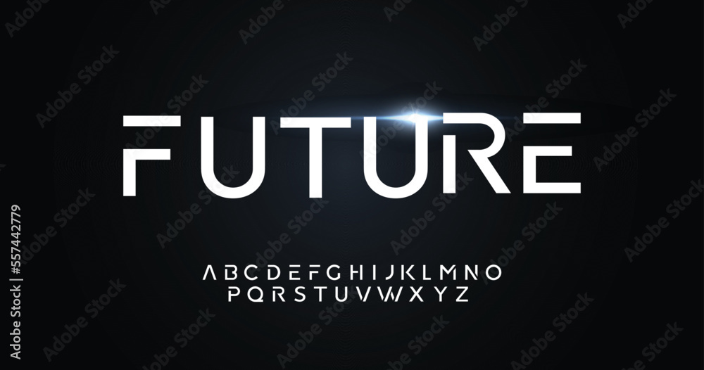 Vetor de Futuristic font, alphabet of future for modern technology logo ...