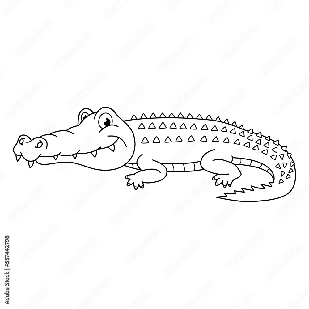 Alligator vector illustration. Cartoon Alligator. Crocodile hand draw ...