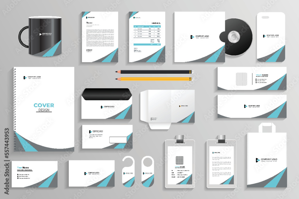 Corporate branding identity with office stationery items and Mockup set ...