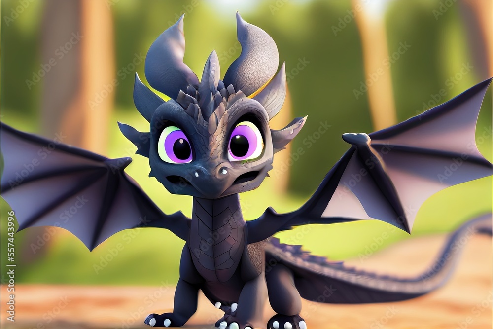 A mythical dragon generated in a 3D style in a variety of colors ...