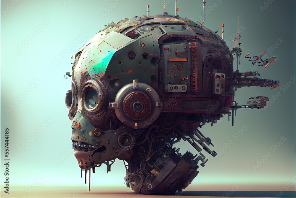 Artificial intelligence technology. Robotic brains are thinking with ...