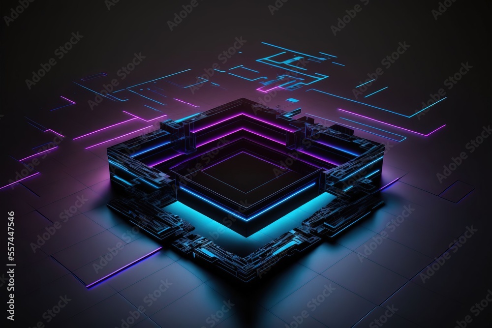 4K resolution or higher, Futuristic Sci-Fi Abstract Blue And Purple ...